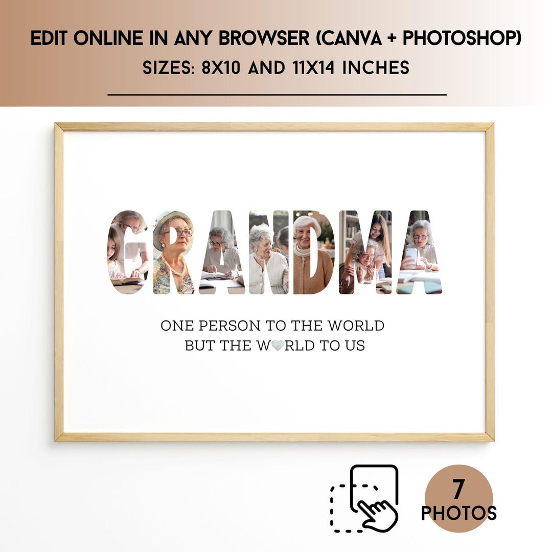 Grandma Photo Collage Template, Personalized, Christmas Gift for ...