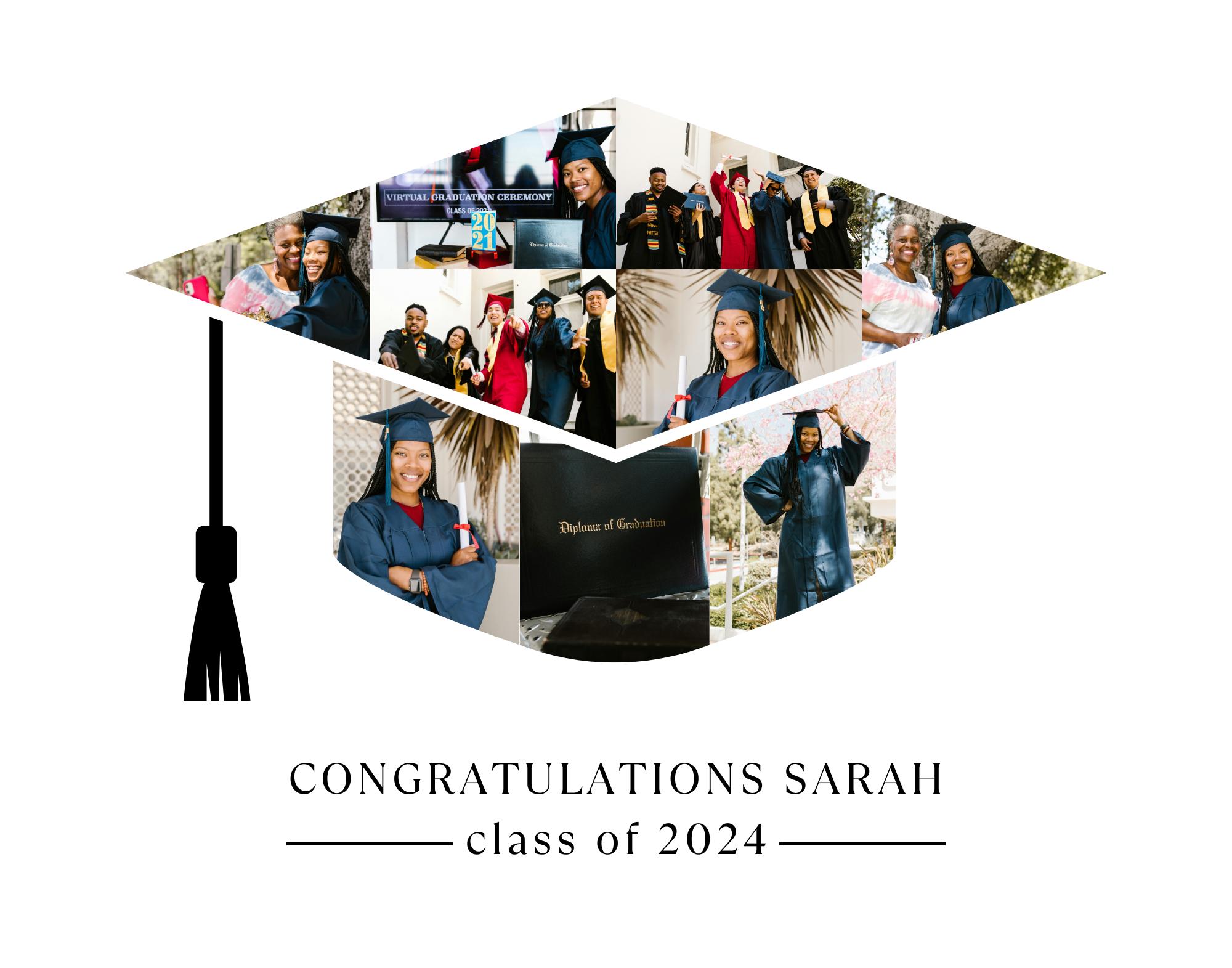 Graduation Cap Photo Collage Template, Personalized, Graduation Gift ...