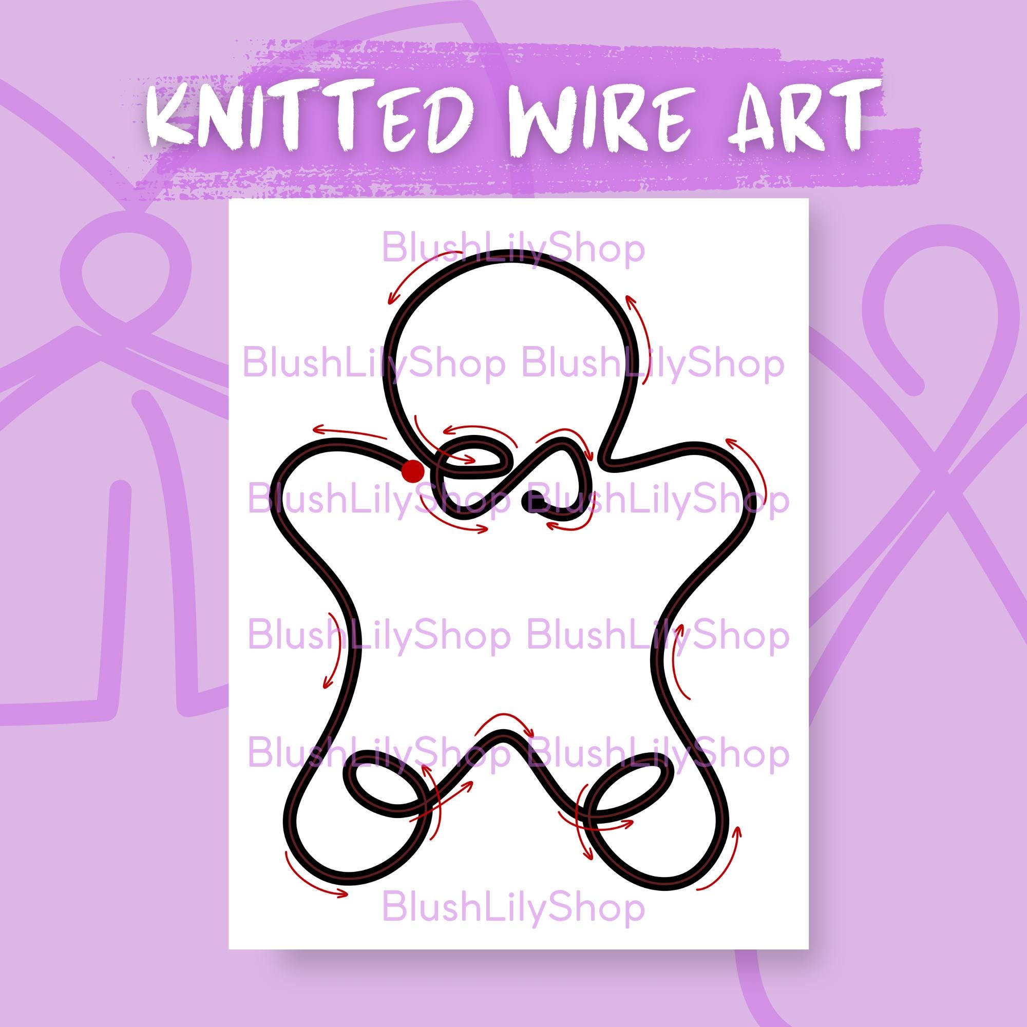 Gingerbread Man Knitted Wire Art Template, Christmas Bending Template ...