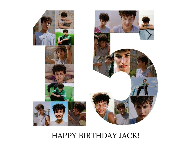 Editable, 15 Number Photo Collage Template, Personalized, 15th Birthday ...