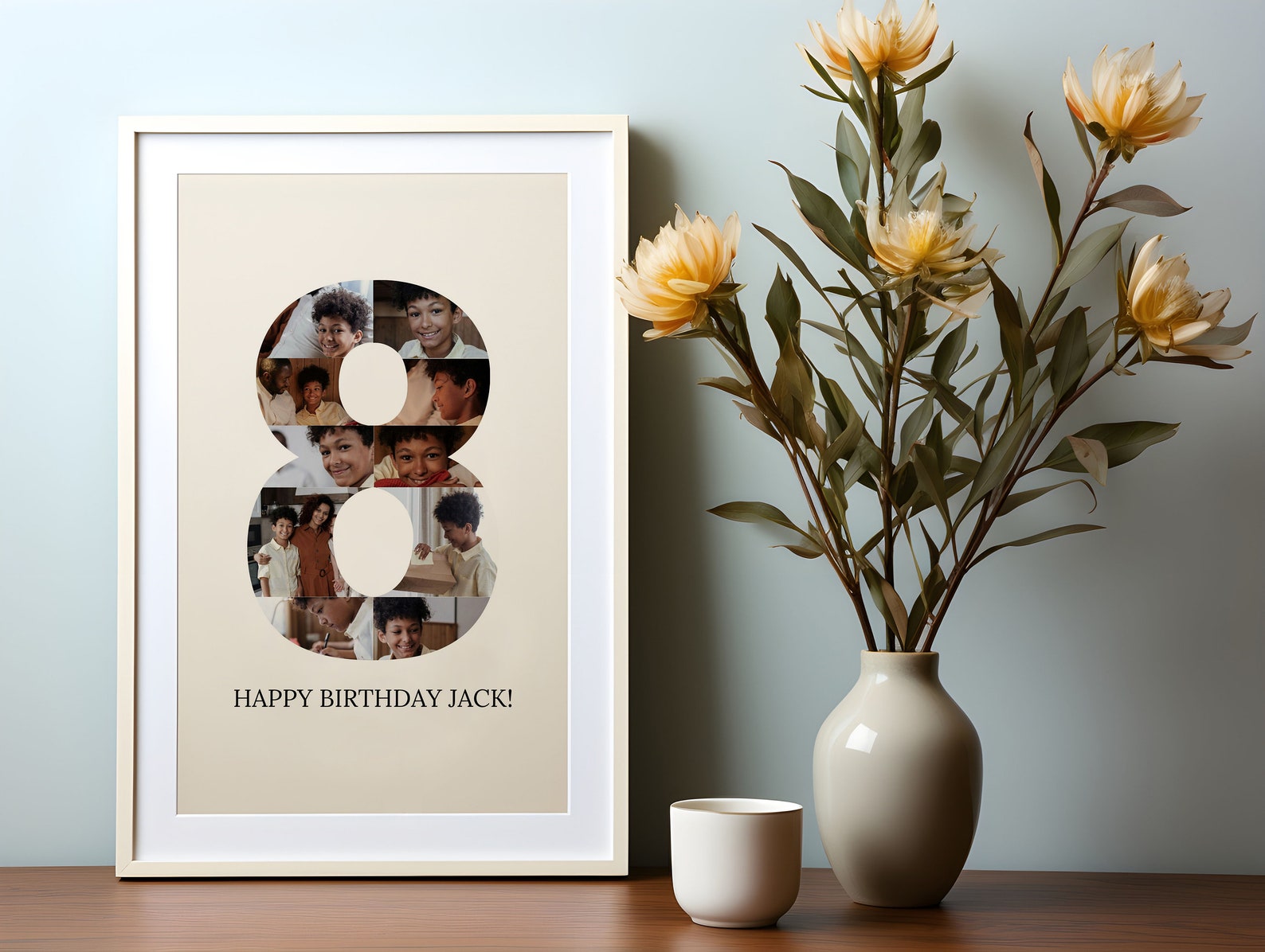 Number 8 Photo Collage Template, 8th Birthday Decor, Photo Milestone ...