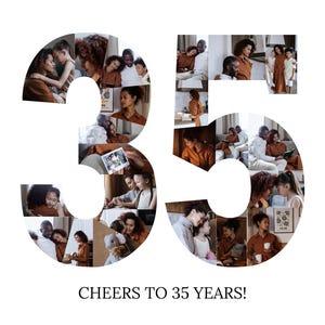 Number 35 Photo Collage Template, Personalized, 35th Birthday Gift ...