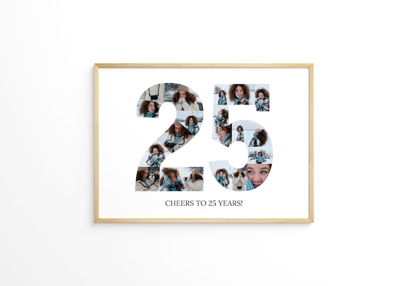Editable, Number 25 Photo Collage Template, Personalized, 25th Birthday ...