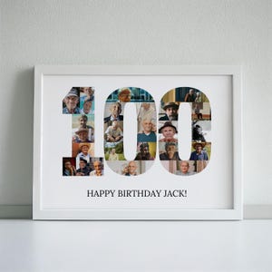 Number 100 Photo Collage Template, Personalized, 100th Birthday Gift ...