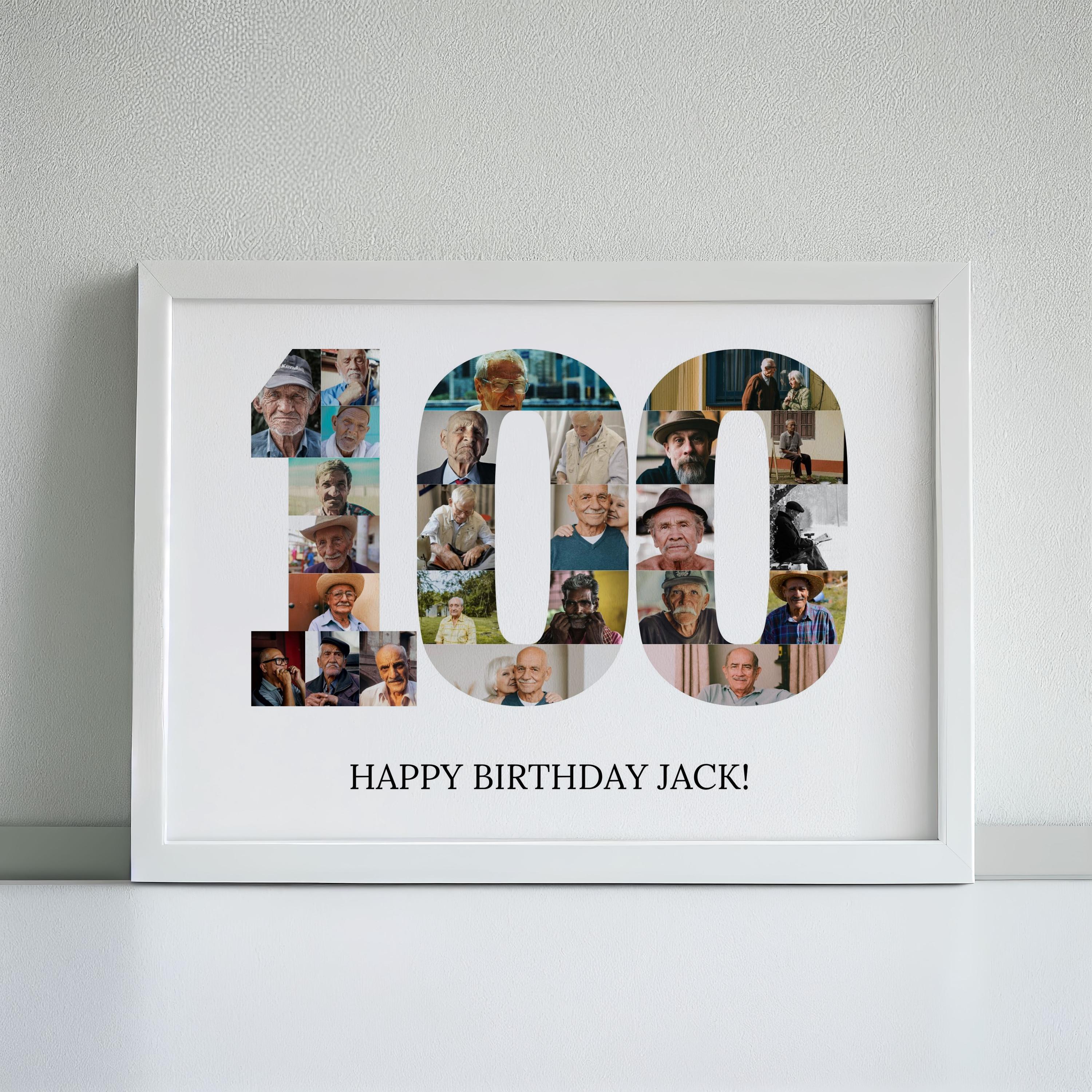 Number 100 Photo Collage Template, Personalized, 100th Birthday Gift ...