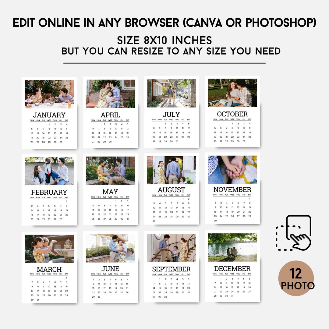Editable 2025 Photo Wall Calendar Template, Drag & Drop, Instant ...