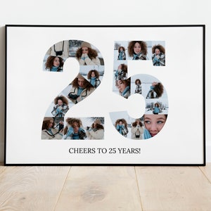 Editable, Number 25 Photo Collage Template, Personalized, 25th Birthday ...