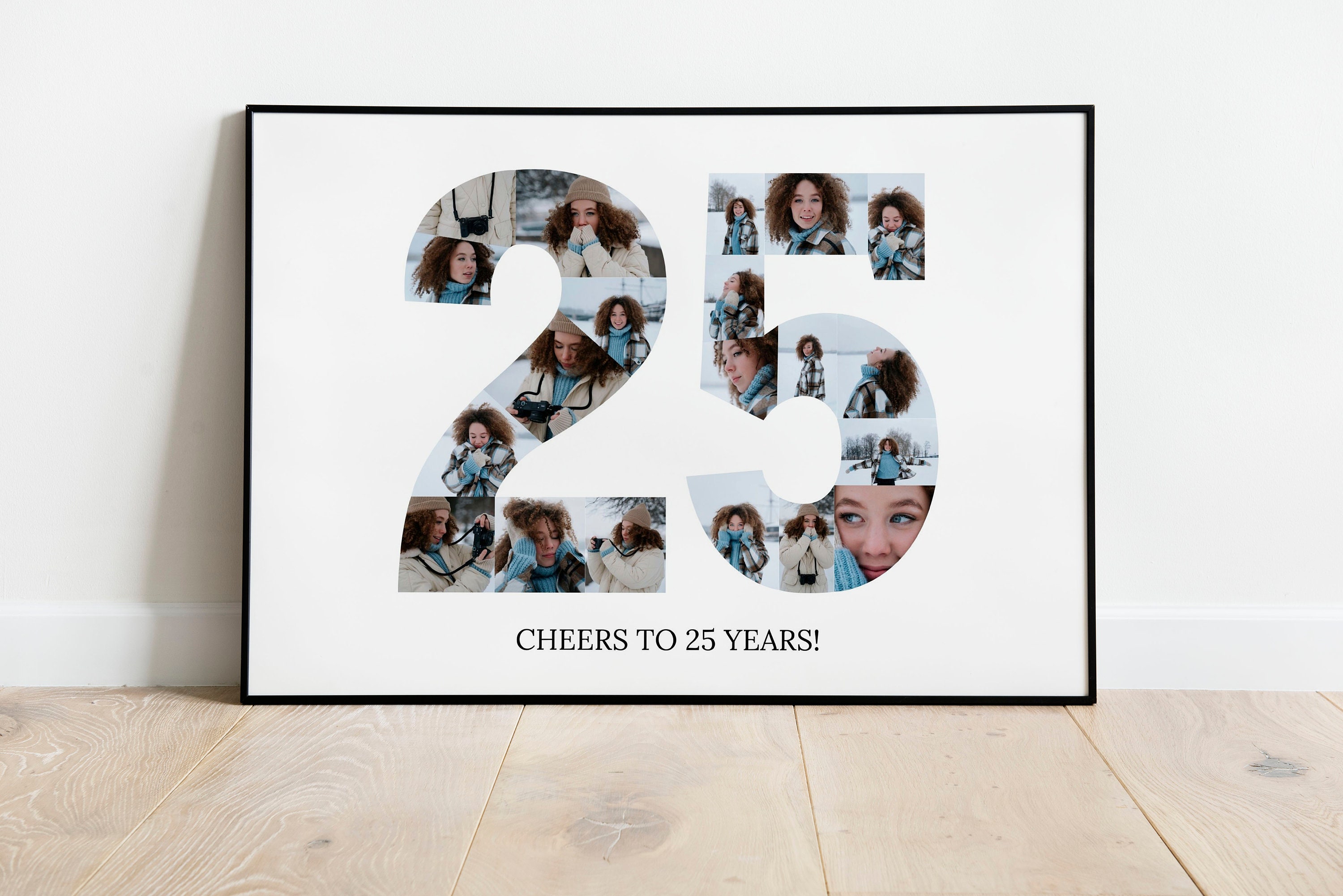 Editable, Number 25 Photo Collage Template, Personalized, 25th Birthday ...