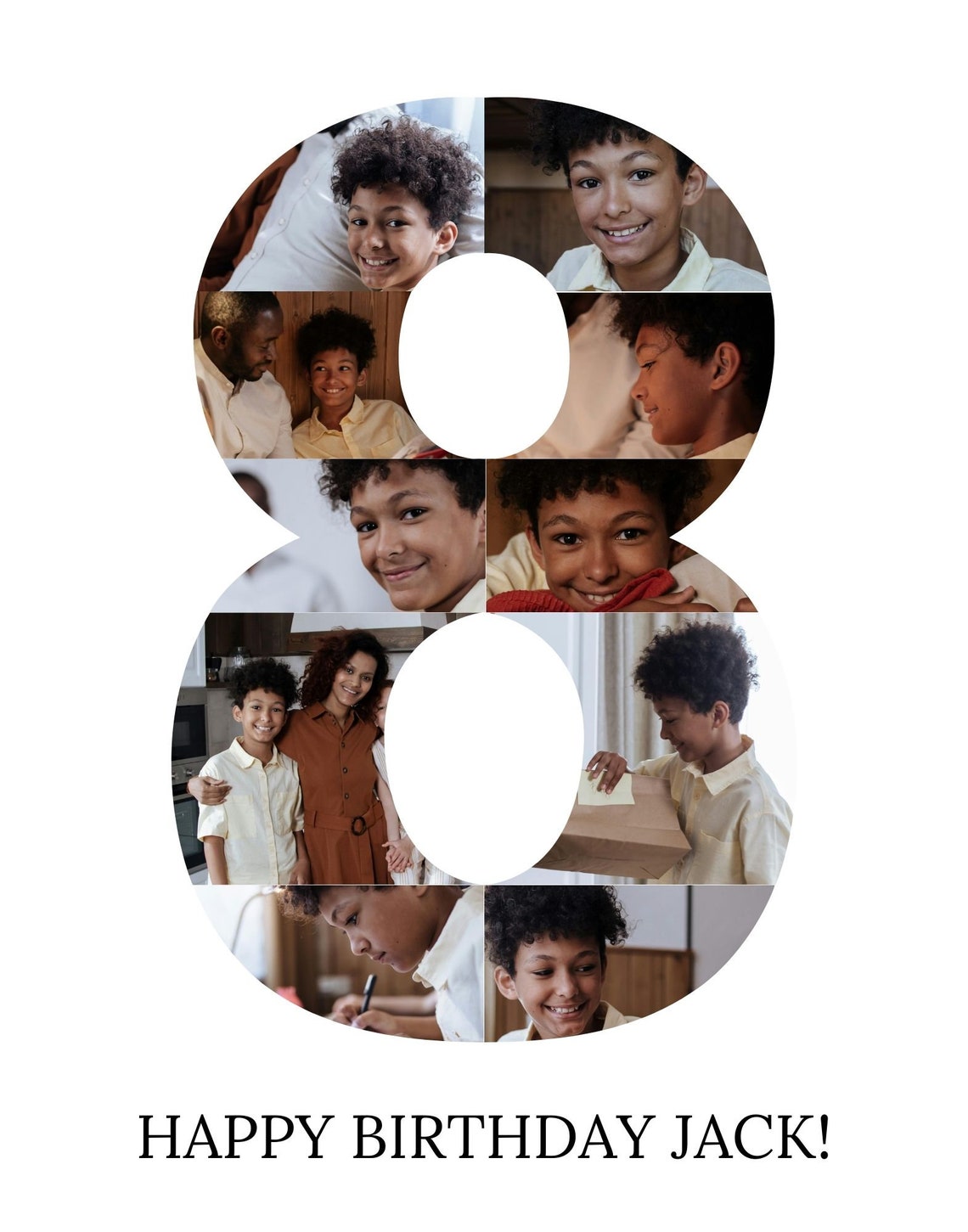 Number 8 Photo Collage Template, 8th Birthday Decor, Photo Milestone ...