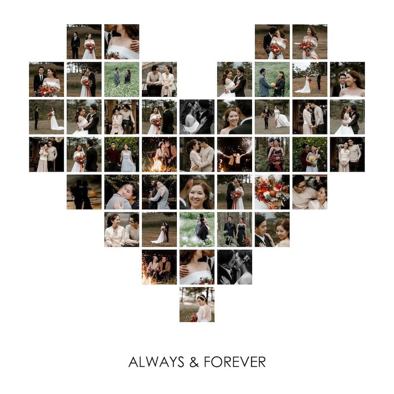 Editable Heart Photo Collage Template, Personalized, Love Collage ...