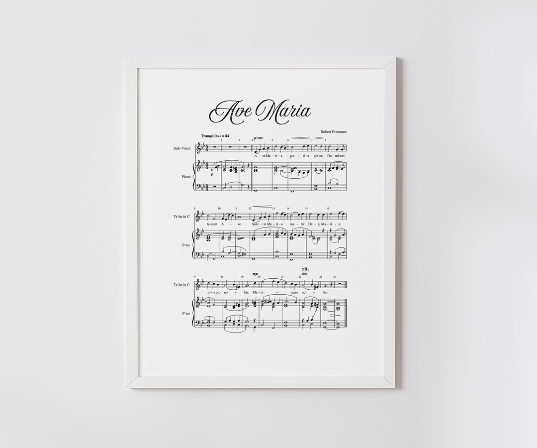 Ave Maria, Piano Music Sheet, Christmas Hymn, Vintage Carol, Religious ...