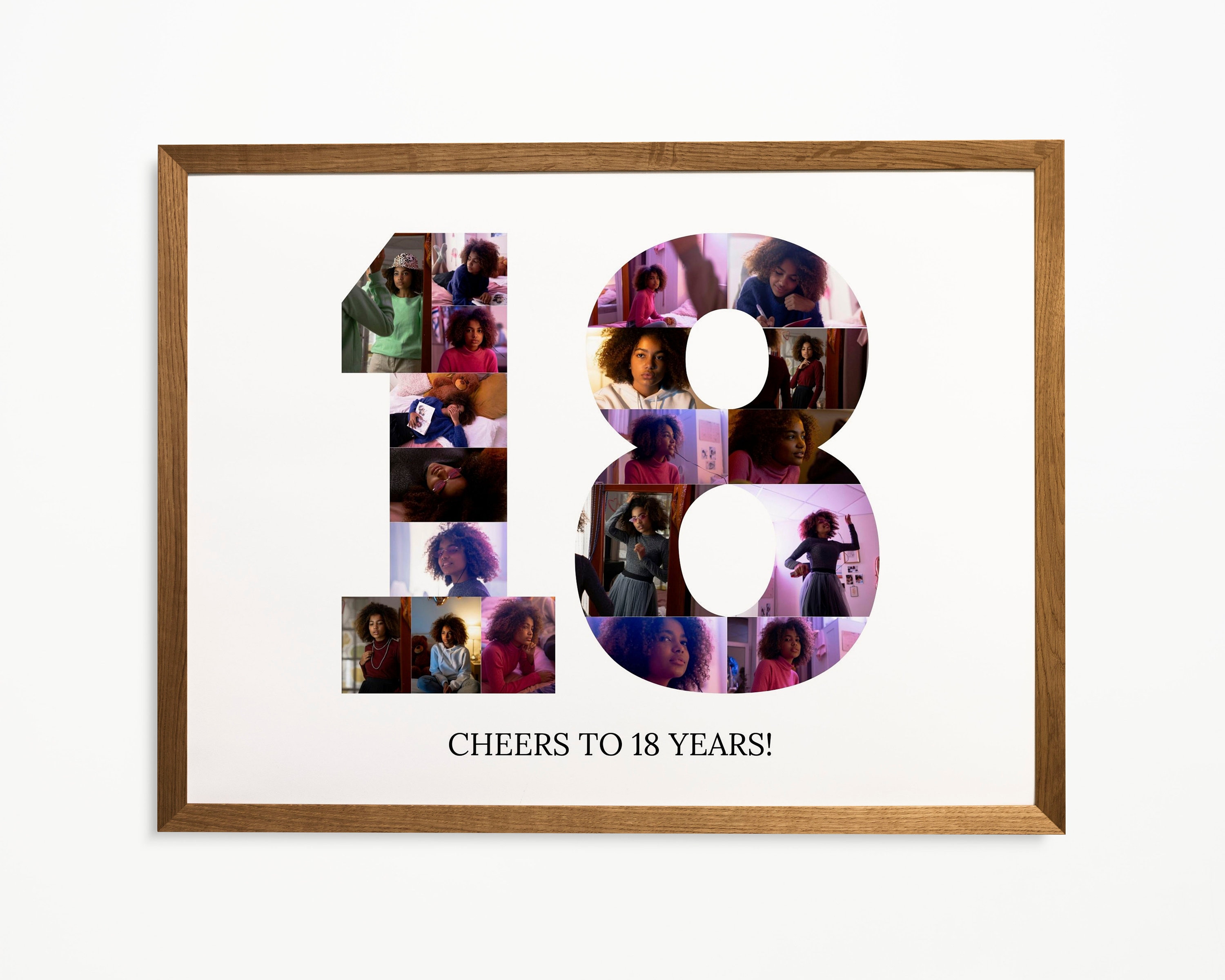 Editable, 18 Number Photo Collage Template, Personalized, 18th Birthday ...