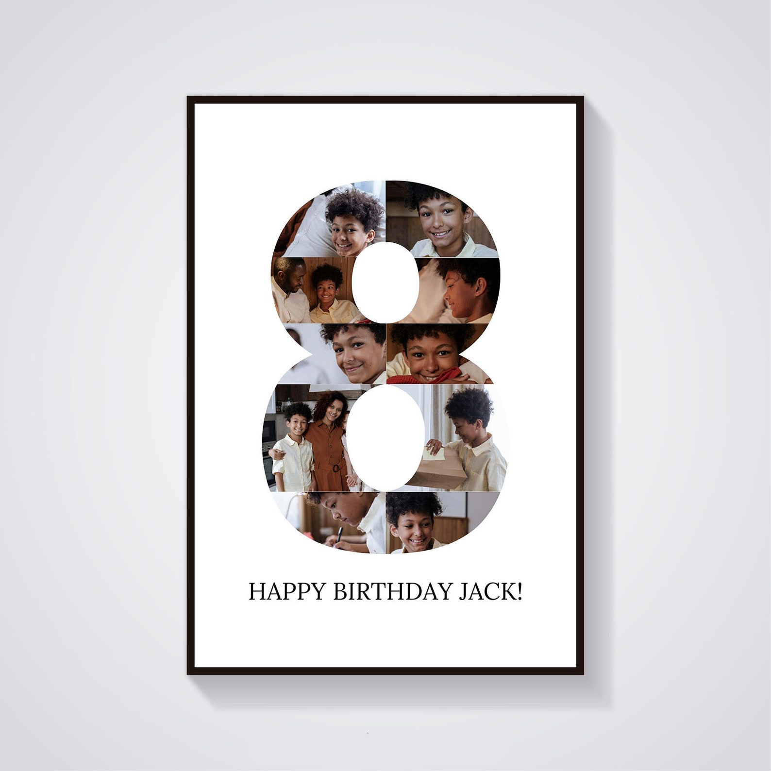 Number 8 Photo Collage Template, 8th Birthday Decor, Photo Milestone ...