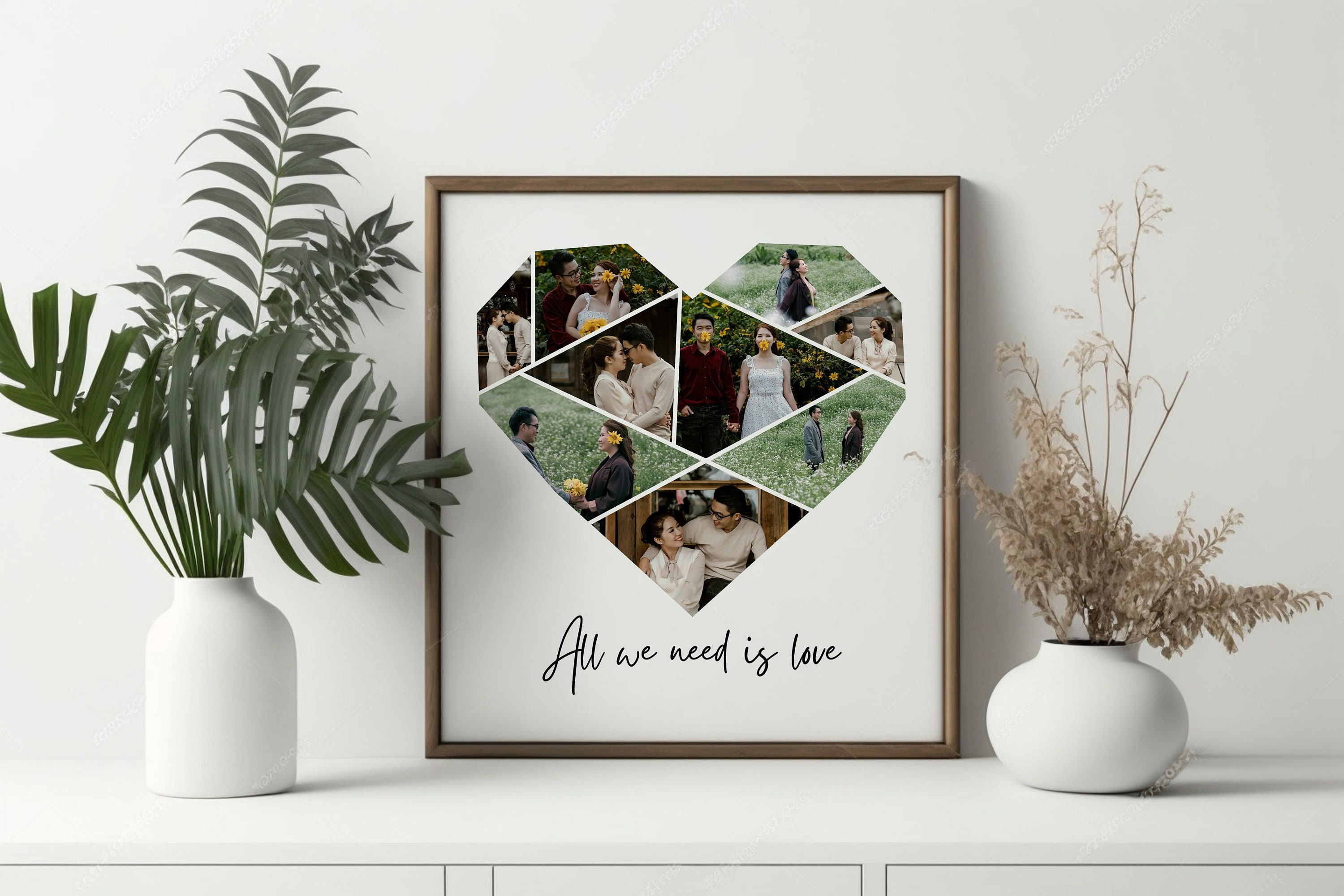 Heart Photo Collage Template, Personalized, Anniversary Gift, Canva ...