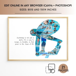 Swimmer Personalized Photo Collage Frame, Custom Gift for Swimmer ...