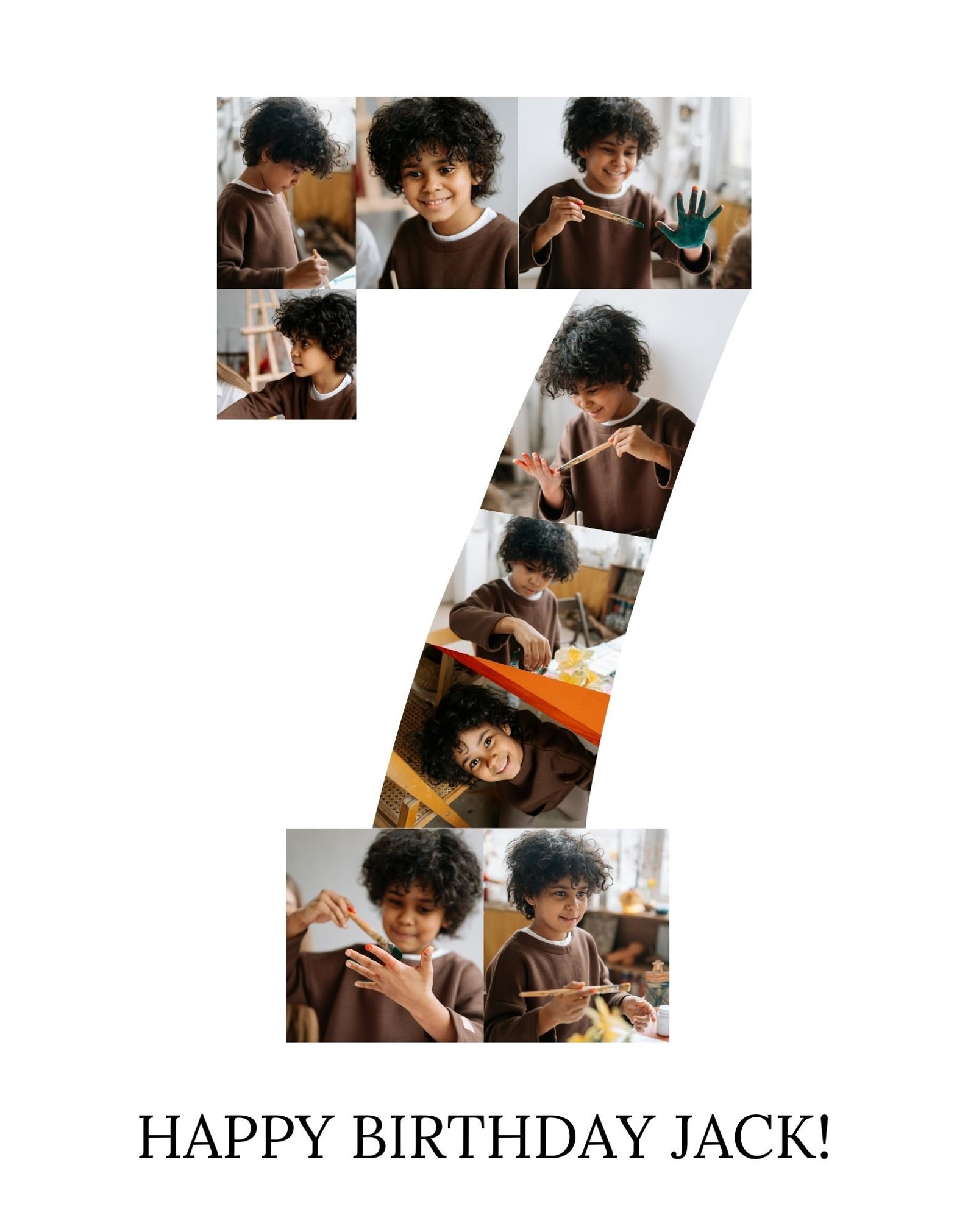 Number 7 Photo Collage Template, 7th Birthday Decor, Photo Milestone ...