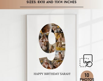 Number 5 Photo Collage Template, 5th Birthday Decor, Photo Milestone ...