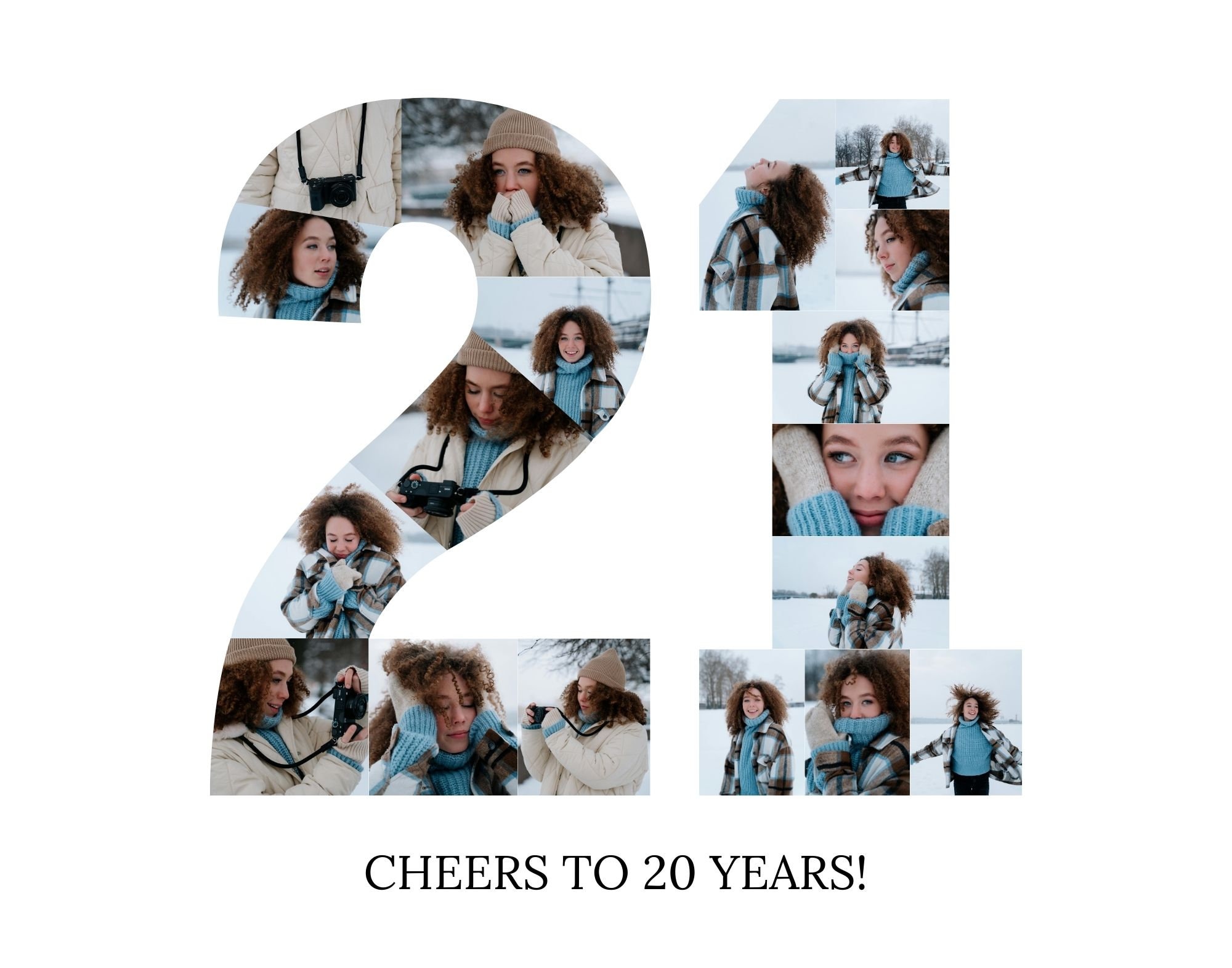 Editable, Number 21 Photo Collage Template, Personalized, 21st Birthday ...