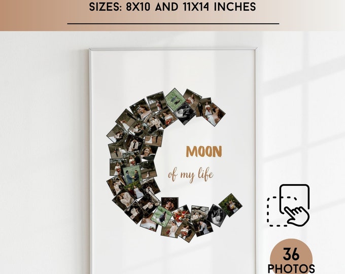 Moon Photo Collage Template / Moon Shape Photo Collage Svg / Vector Set ...