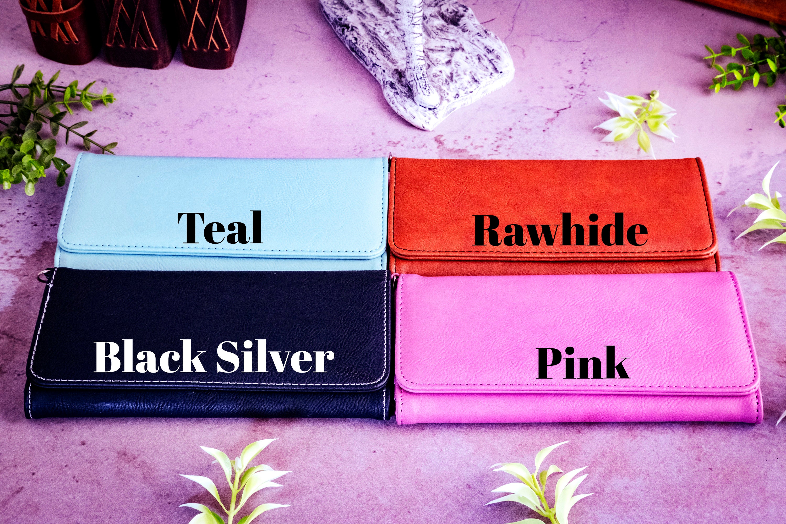 Birth Flower Wallet for Women, Slim Leather Wallet, Leather Wallet ...
