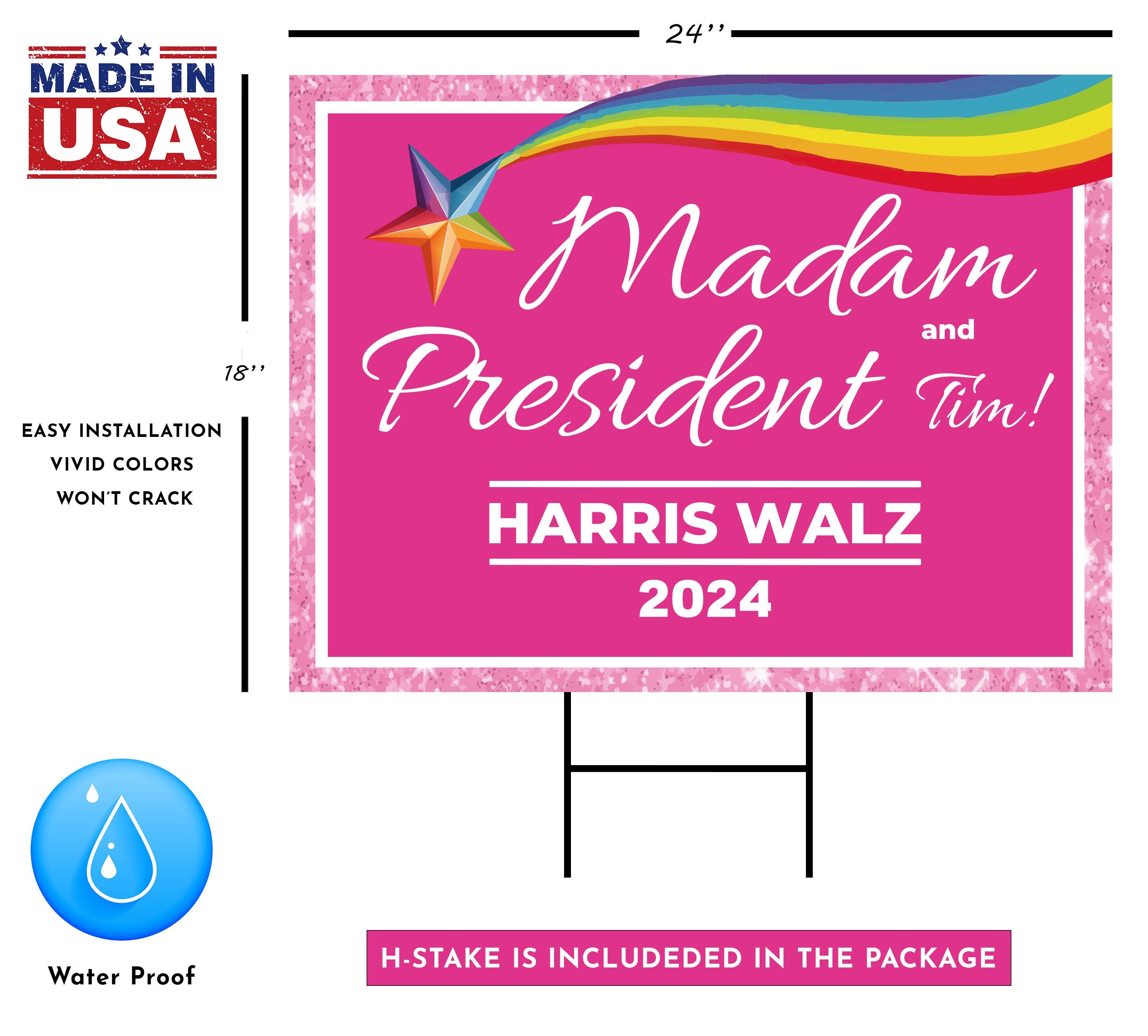 Kamala Harris Support Signs, 2024 Garden Sign, Democrat Supporters ...