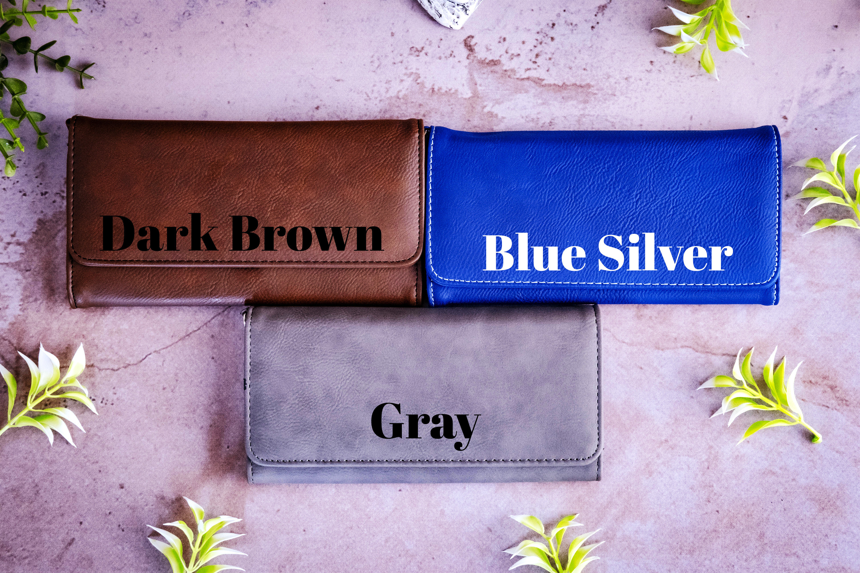 Birth Flower Wallet for Women, Slim Leather Wallet, Leather Wallet ...