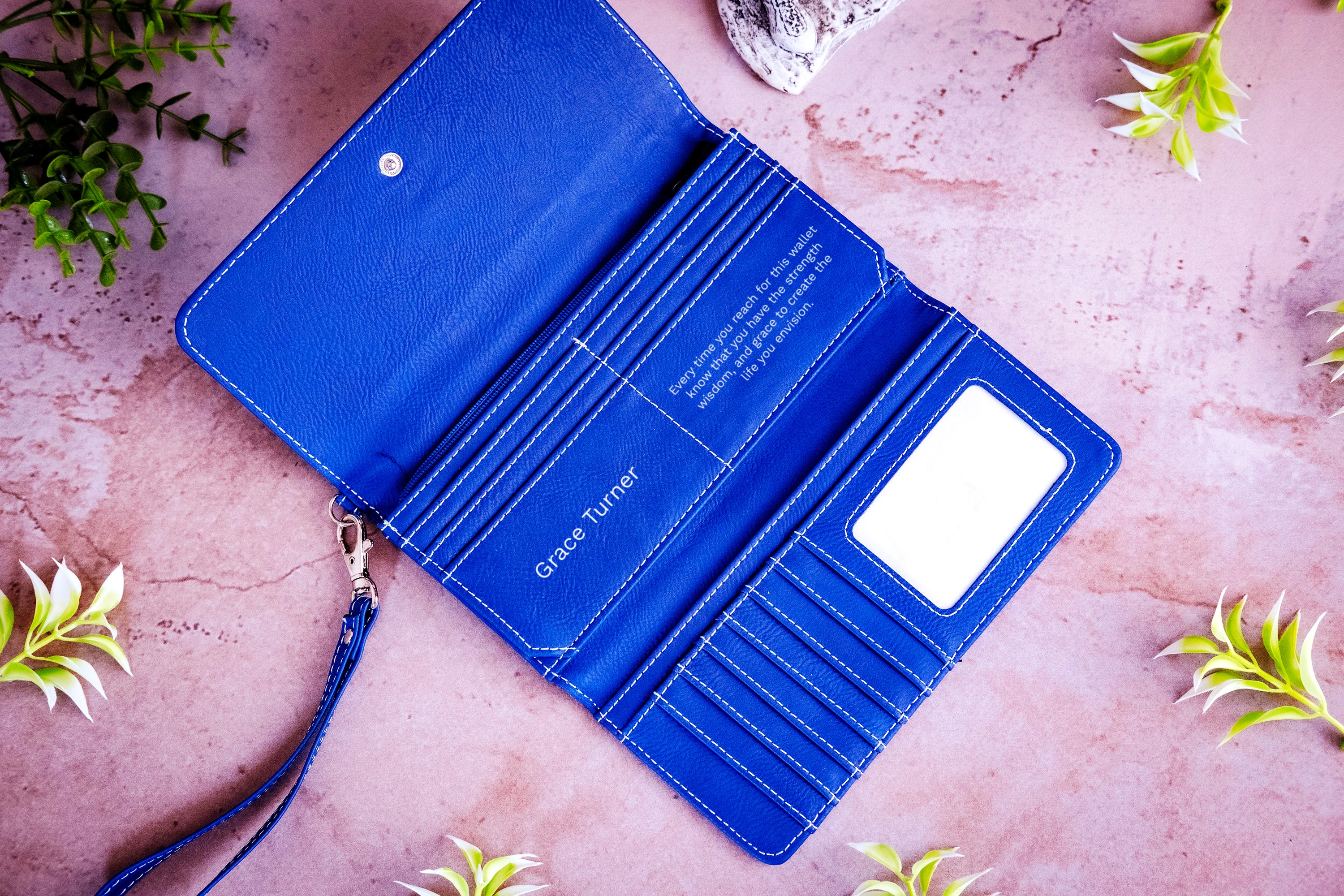 Birth Flower Wallet for Women, Slim Leather Wallet, Leather Wallet ...