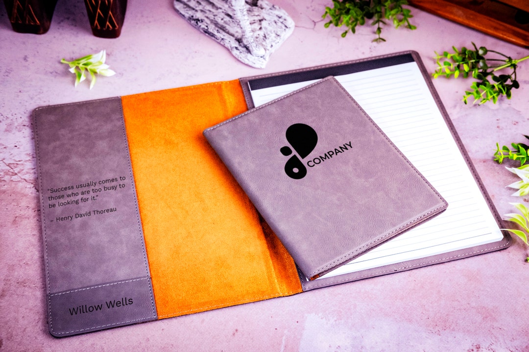 Custom Company Logo Engraved Portfolio, Personalized Leather Padfolio ...