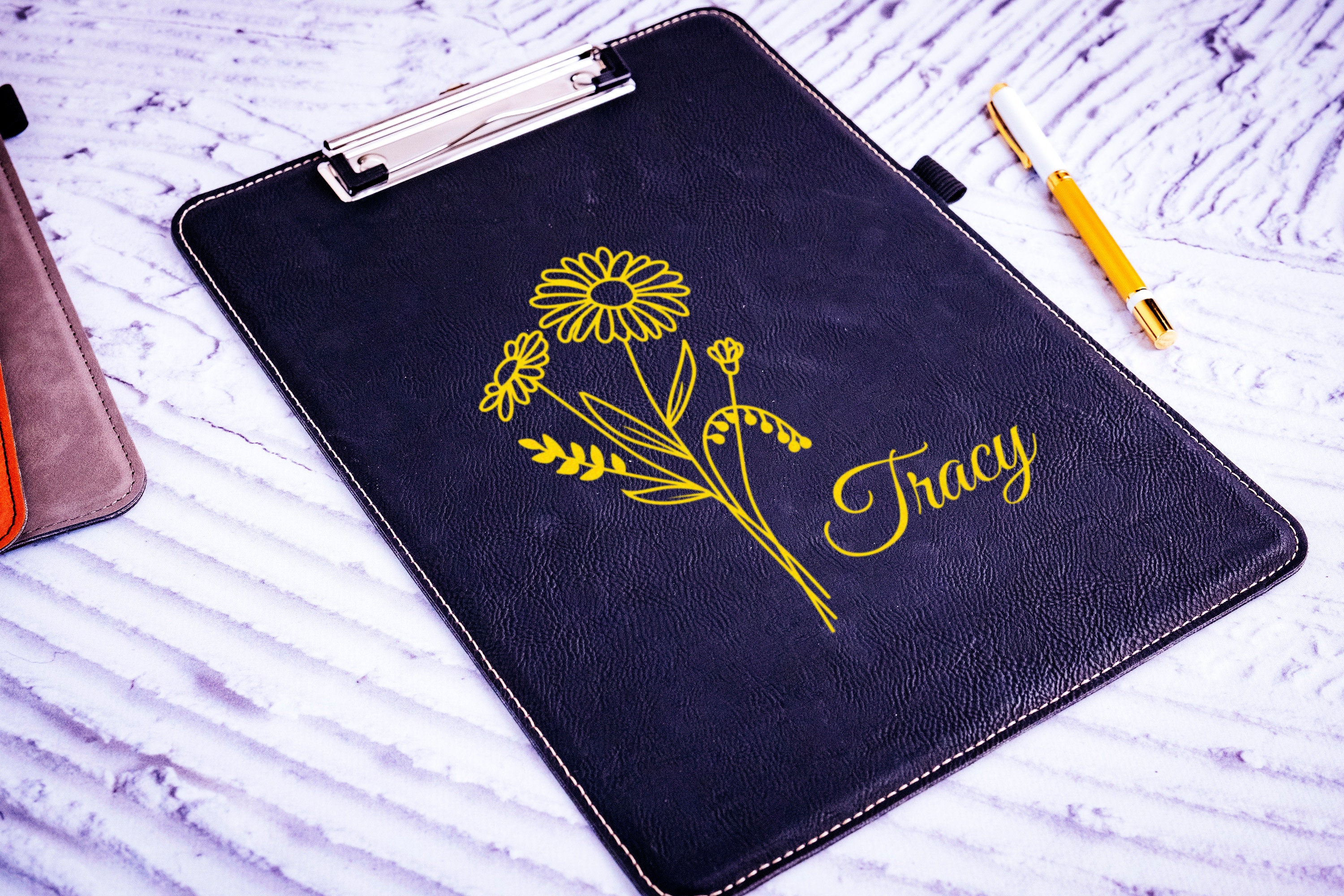Birth Flower Engraved Clipboard, Personalized Clipboard, Floral Design ...