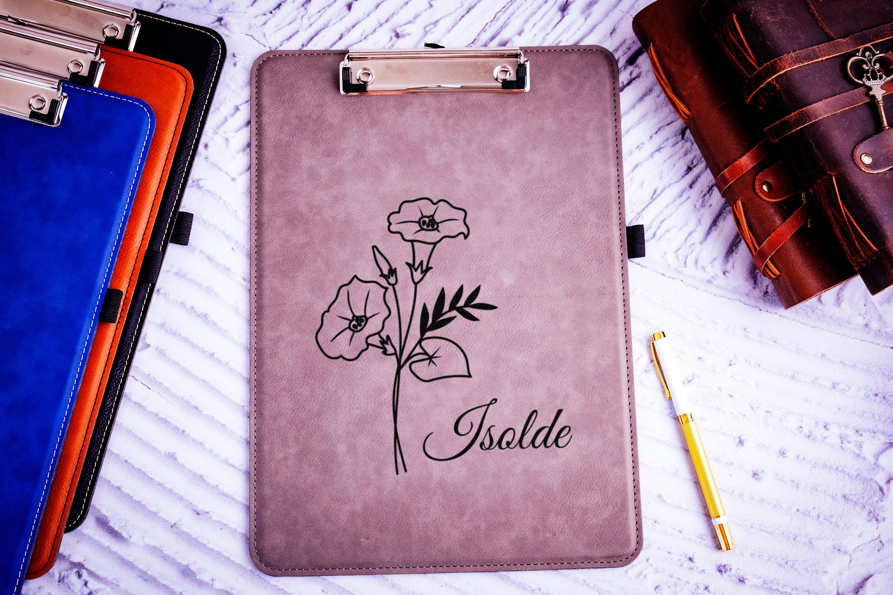 Birth Flower Engraved Clipboard, Personalized Clipboard, Floral Design ...