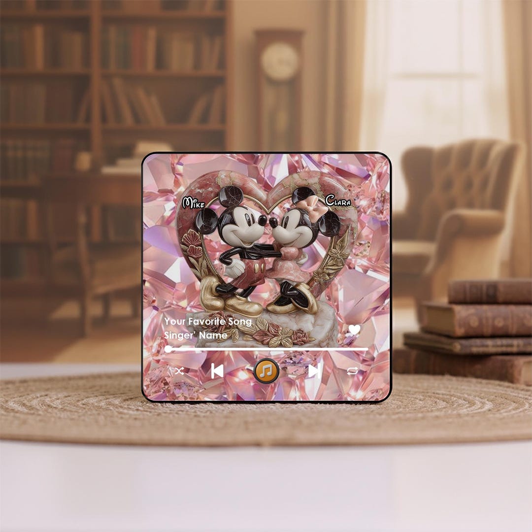 Personalized Couple Mickey and Minnie Mouse Music Gift Fridge Magnet ...