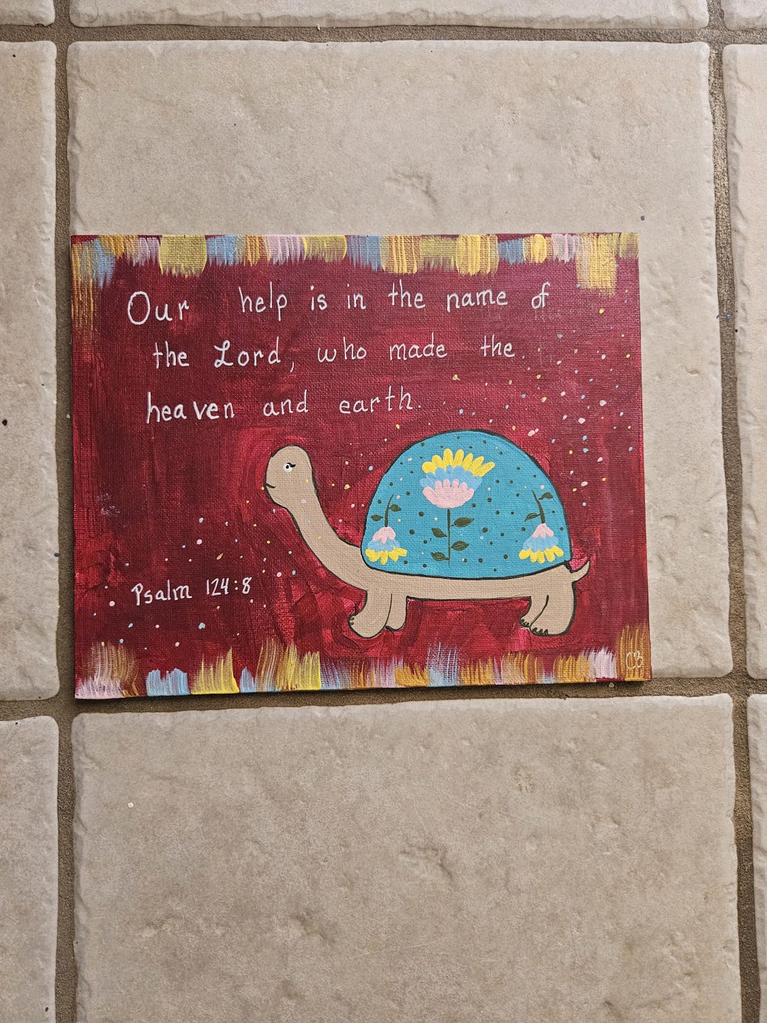 Acrylic Painting of Tortoise on Canvas Panel With Bible Verse, - Etsy