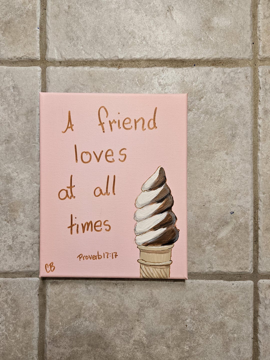 Ice Cream Cone Acrylic Painting, Proverb 17:17, Canvas 8x10, Gift ...