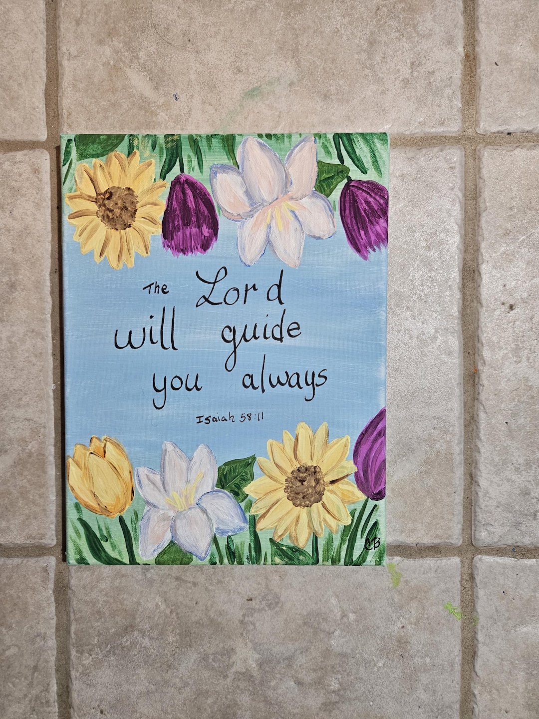 Spring Flowers Acrylic Painting, Isaiah 58:11 Canvas 9x12, Gift ...