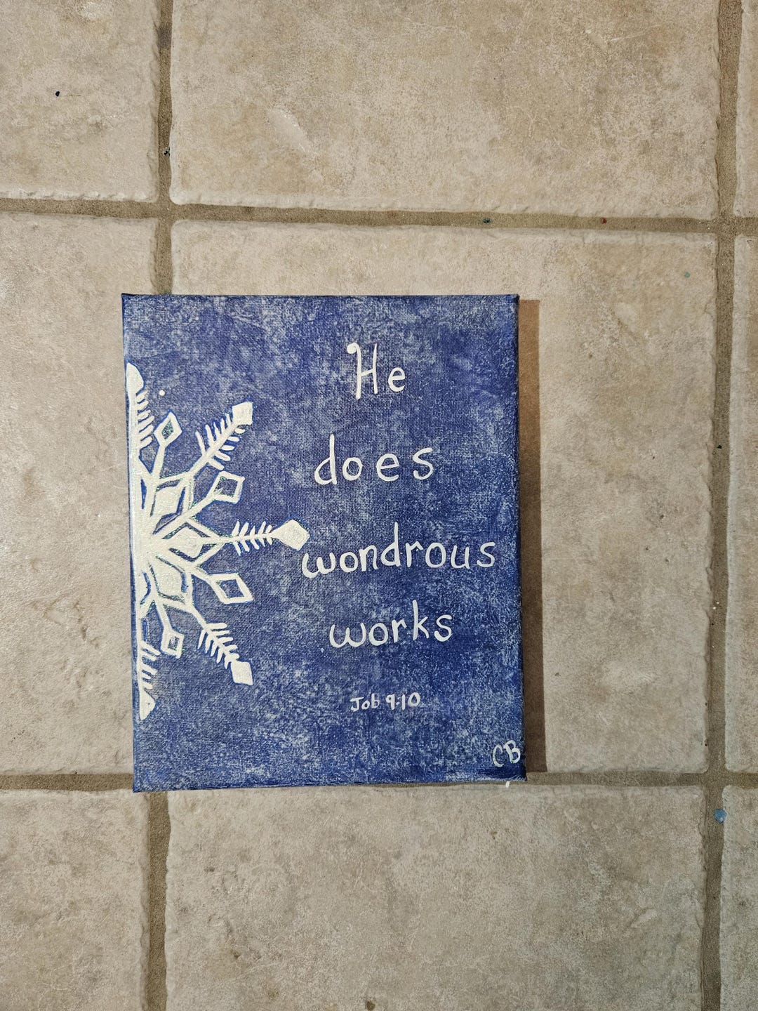 Snowflake Acrylic Painting, Job 9:10, Stretched Canvas 8x10, Gift ...