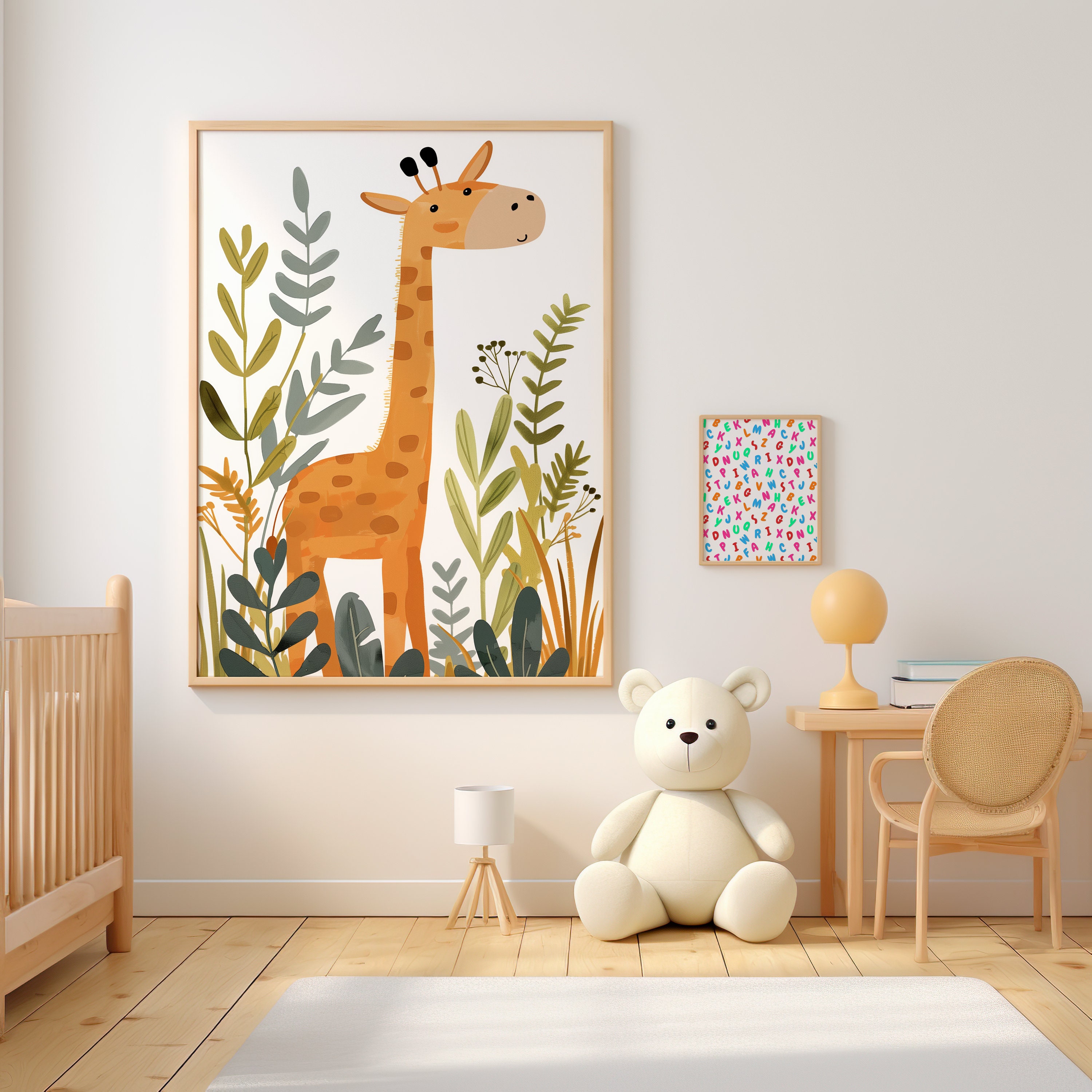 Cute Giraffe Jungle Art Nursery Decor, Giraffe Animal Print, Safari ...