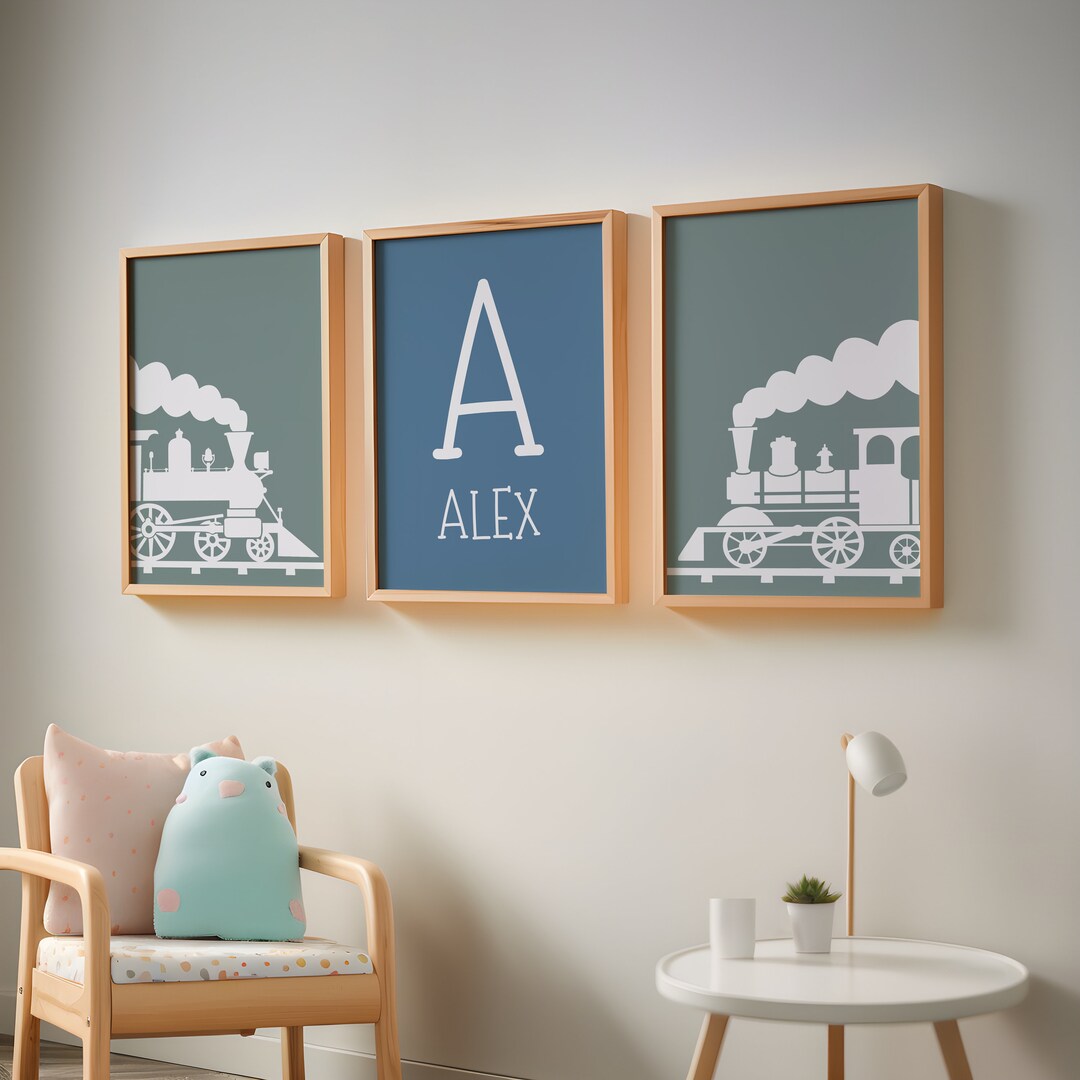 Custom Kids Room Train Poster Set of 3 Printable Wall Art, Child ...