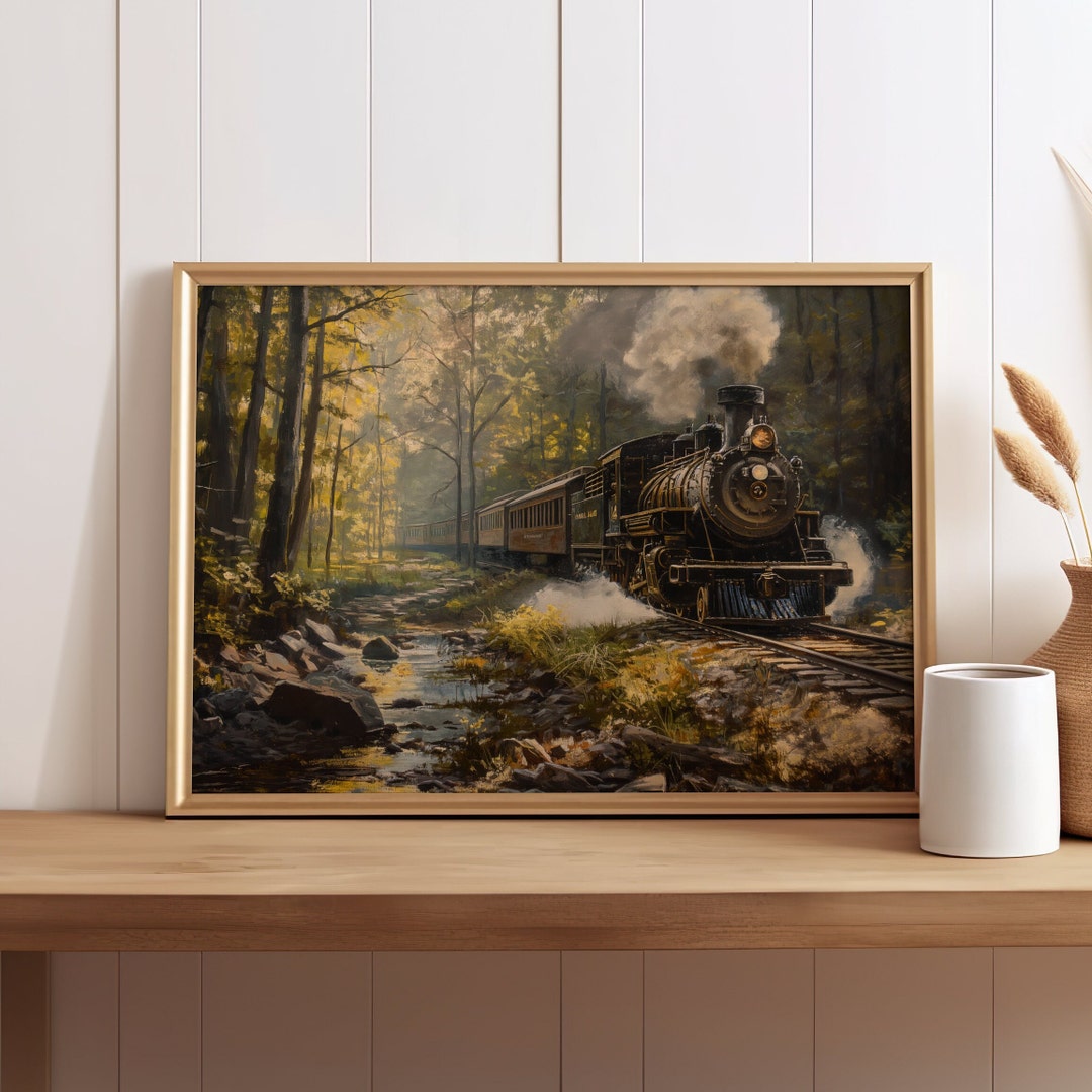 Forest Excursion Train Art Classic Train Room Wall Decor Physical Art ...