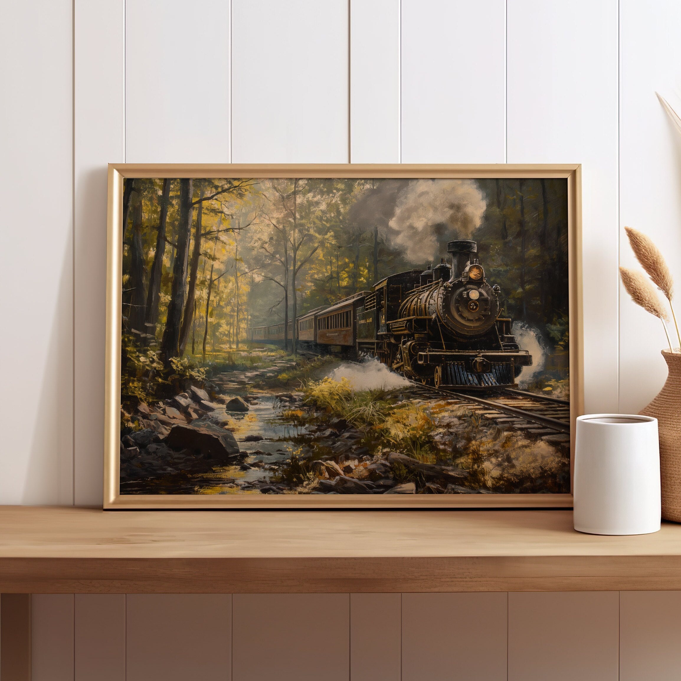 Forest Excursion Train Art Classic Train Room Wall Decor Physical Art ...