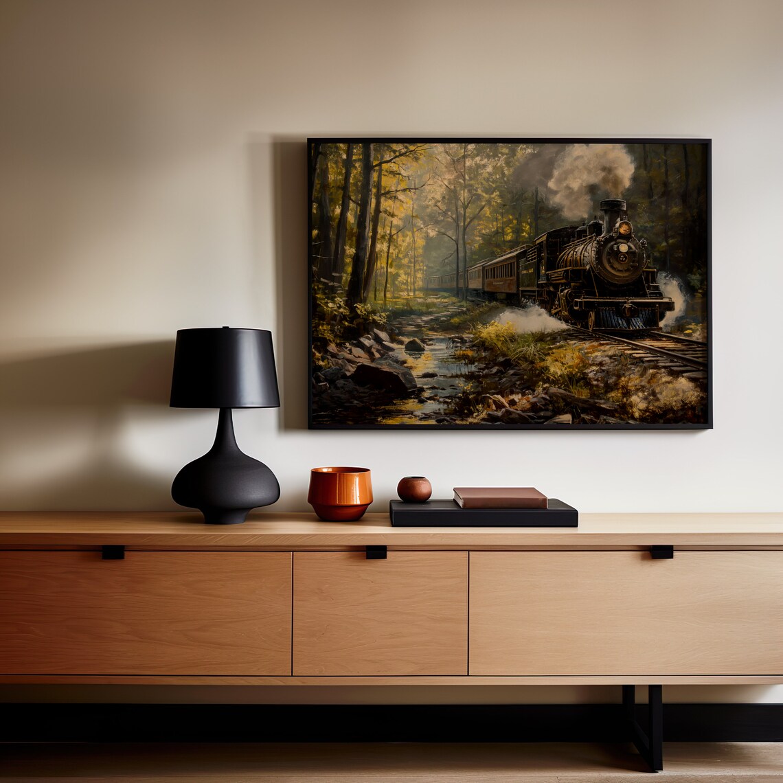 Forest Excursion Train Art Classic Train Room Wall Decor Physical Art ...