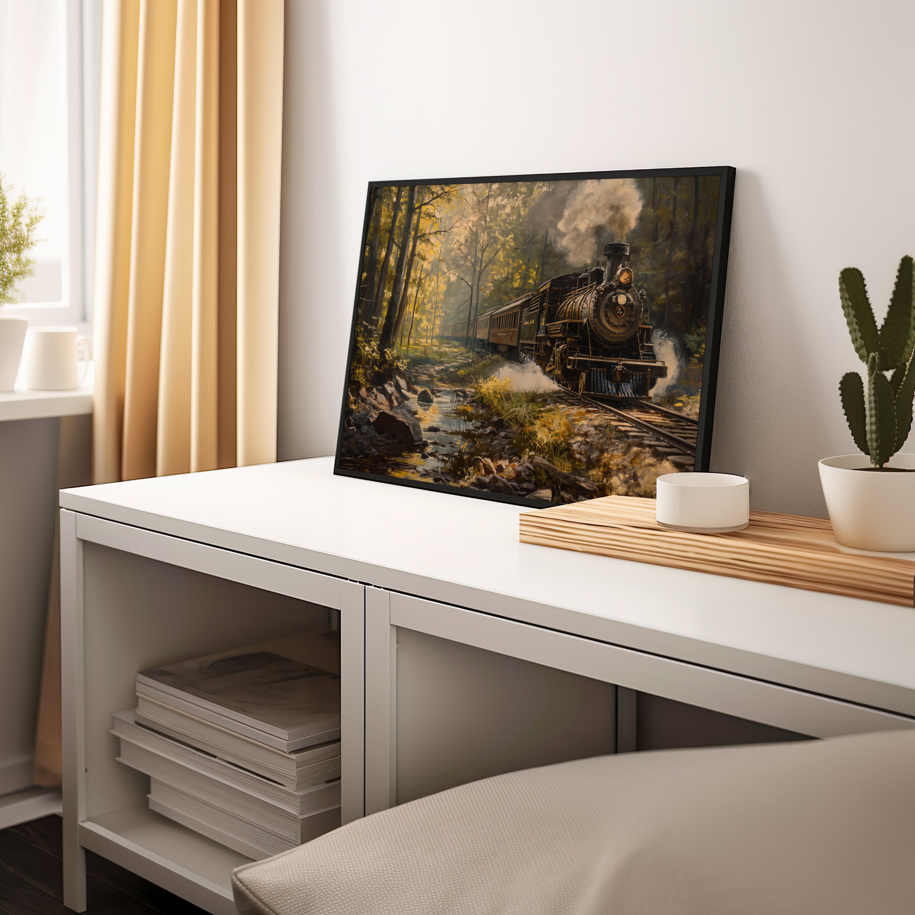 Forest Excursion Train Art Classic Train Room Wall Decor Physical Art ...