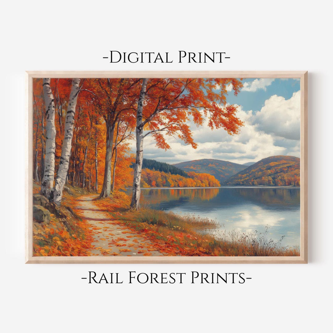 Classic Fall Landscape Art Autumn Artwork, Seasonal Home Decor, Autumn ...