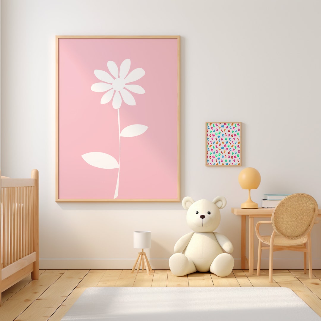 Custom Kids Room Daisy Flower Poster Printed Wall Art, Child Birthday ...