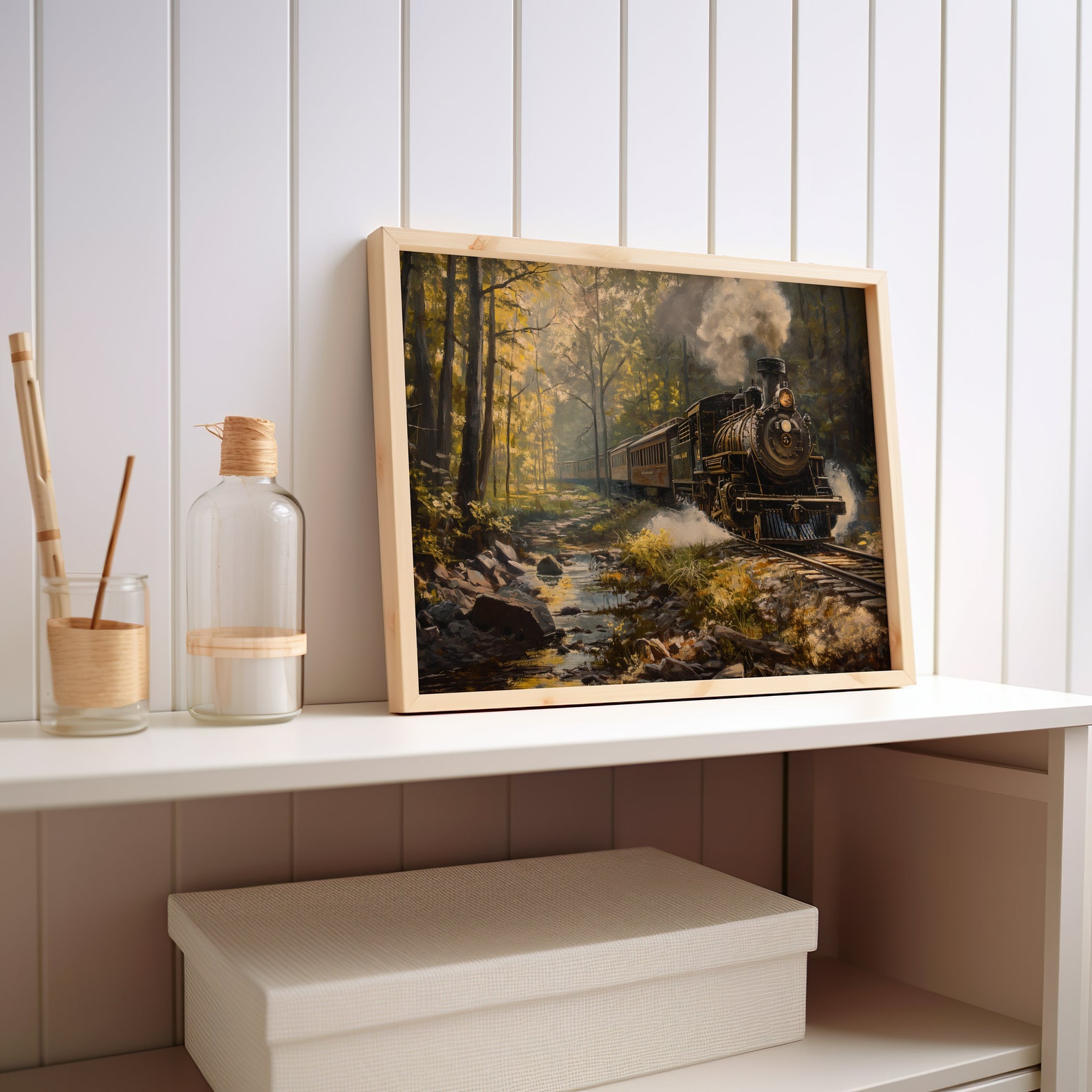 Forest Excursion Train Art Classic Train Room Wall Decor Physical Art ...