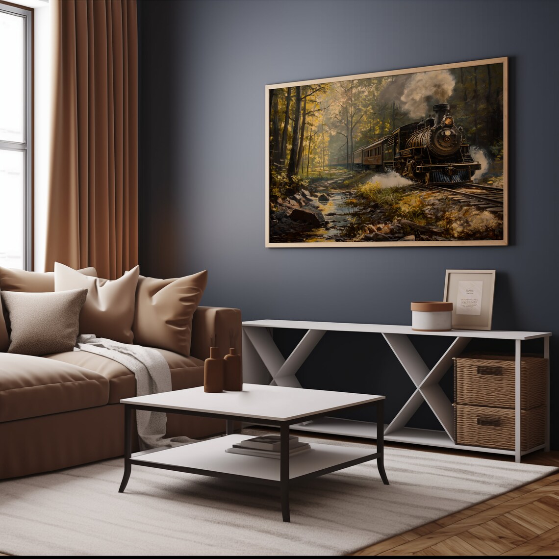 Forest Excursion Train Art Classic Train Room Wall Decor Physical Art ...