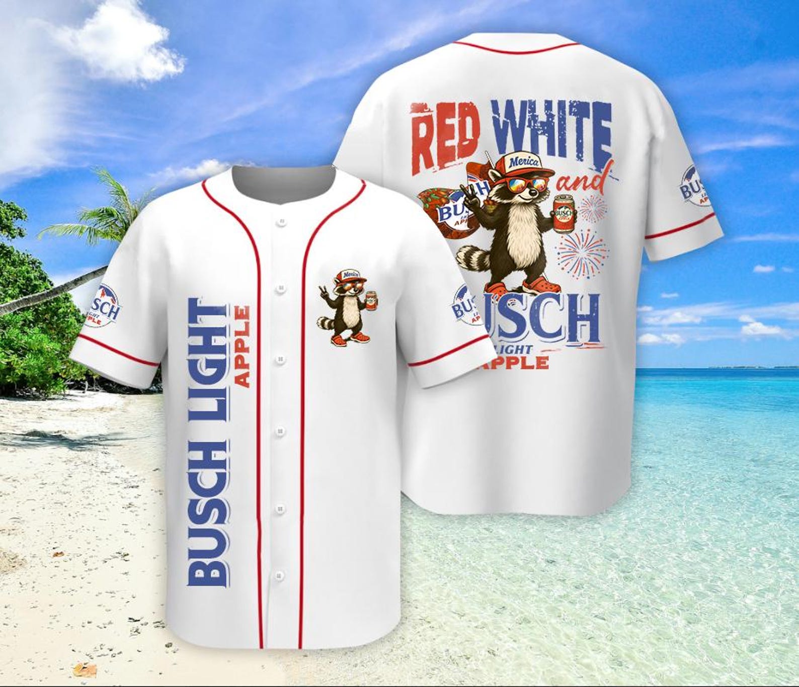 Apple Mix Racoon Baseball Jersey - Funny Baseball Jersey - Unisex Short ...