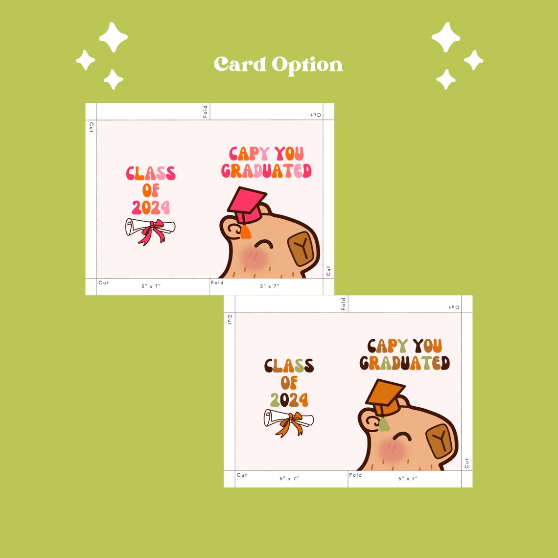 Editable Capybara Graduation Invitation and Card Bundle Printable ...