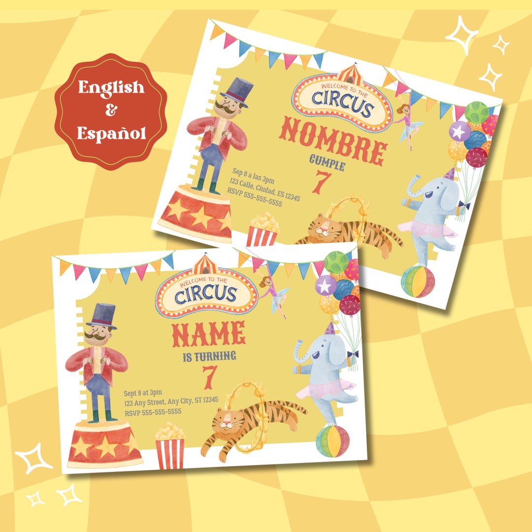 Editable Circus Ticket Birthday Party Invitation – Carnival Animals ...