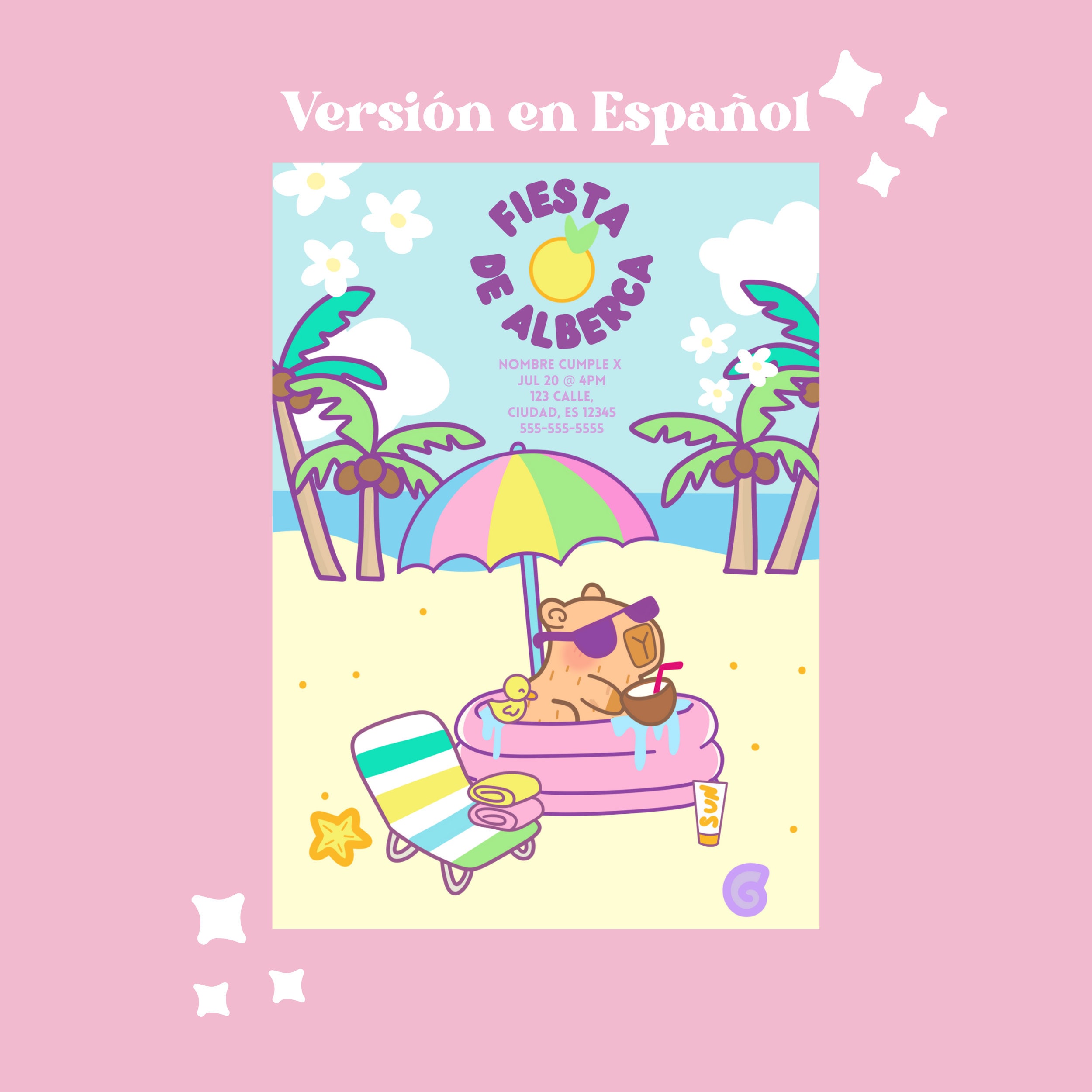 Editable Capybara Summer Pool Party Birthday Invitation – Printable ...