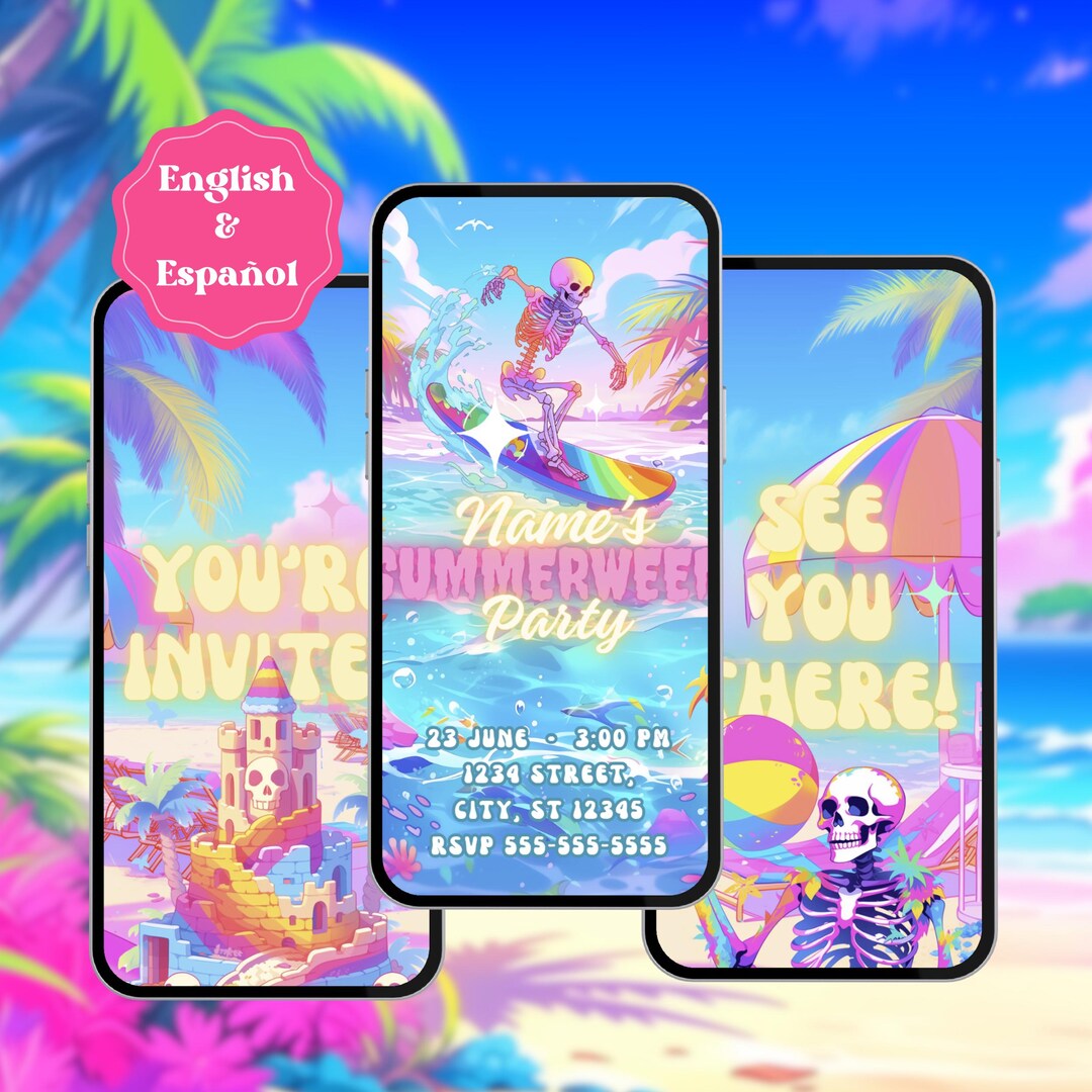 Editable Summer Beach Halloween Birthday Party Invitation – Video ...